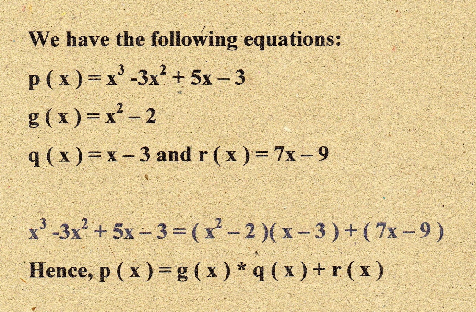 Euclids Division Algorithm For Polynomials