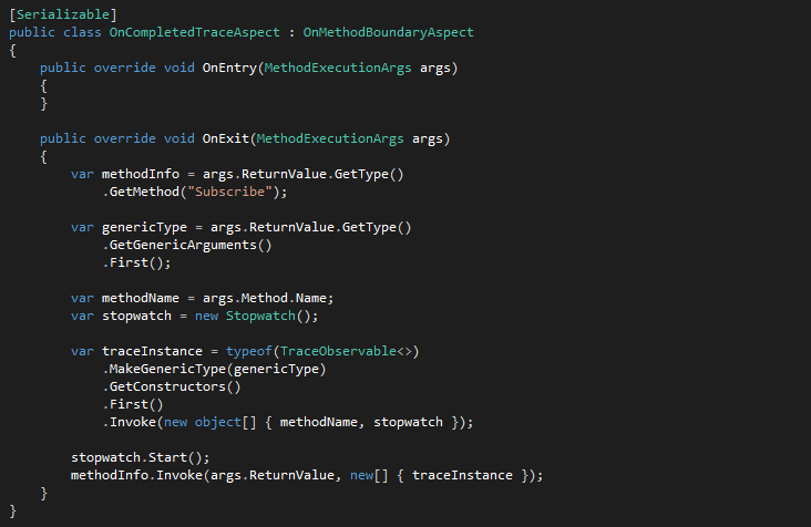 Using PostSharp for AOP with Reactive Extensions