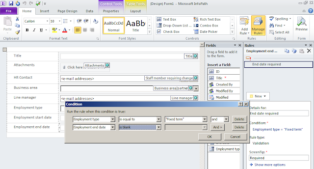 Matt's SharePoint Blog: Conditional Validation Rules - InfoPath 2010 Matt's SharePoint Blog: Conditional Validation Rules - InfoPath 2010