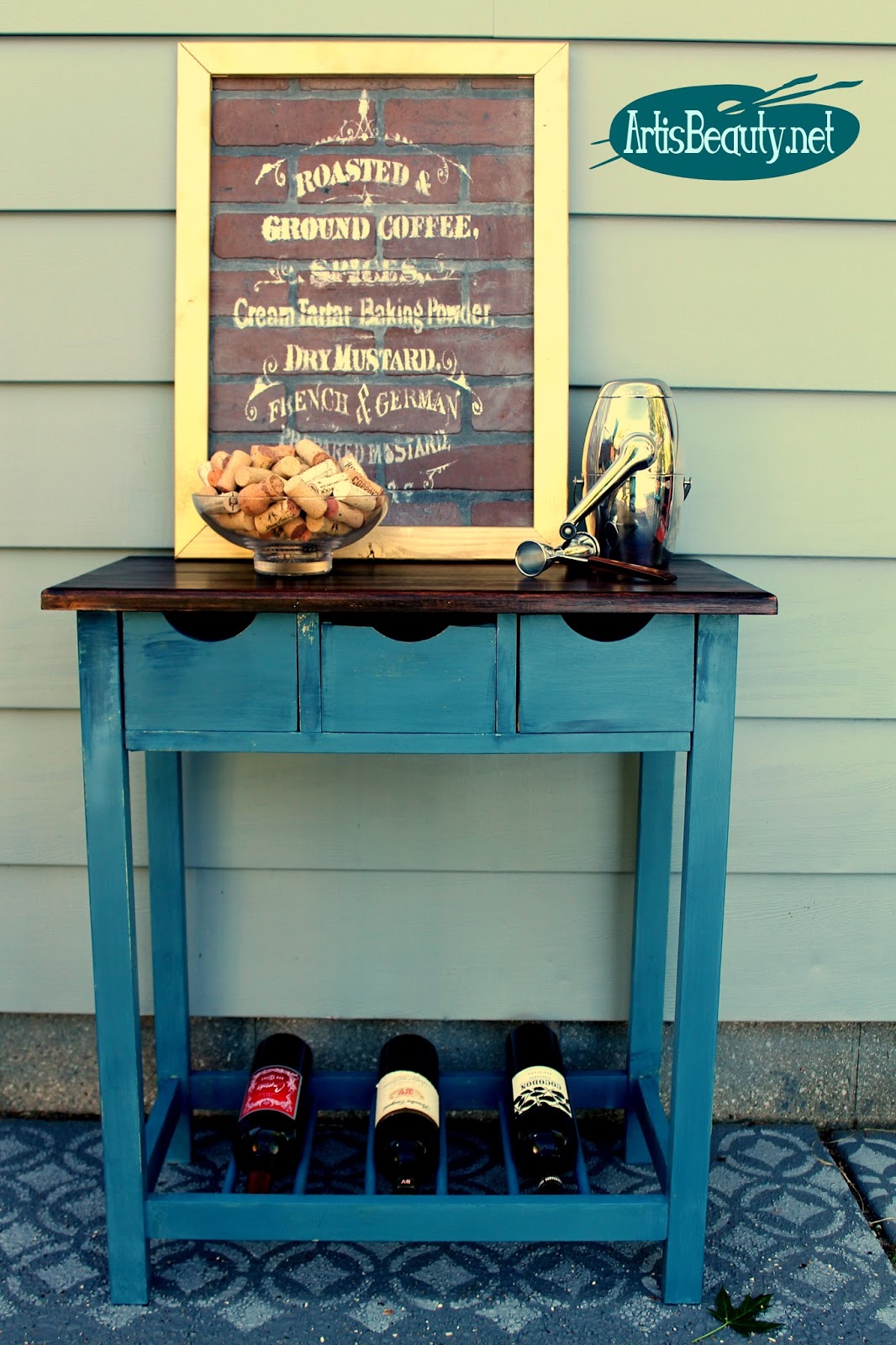 ART IS BEAUTY: Blue Bar Makeover Using Gel Stain and Paint.