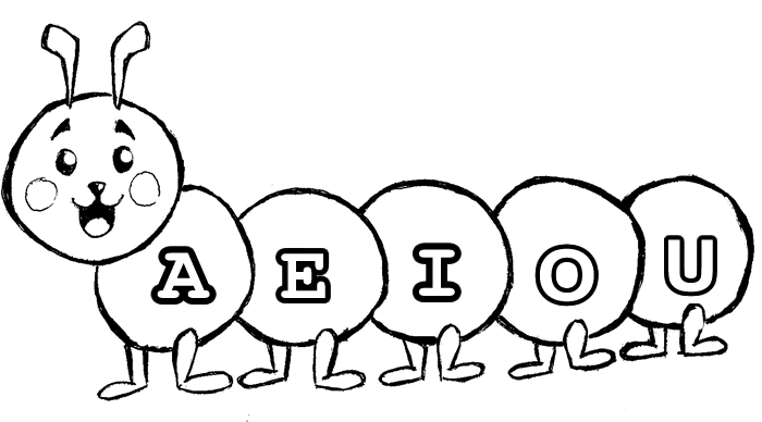 Desenho das Vogais para Colorir - Minhoca - QDB