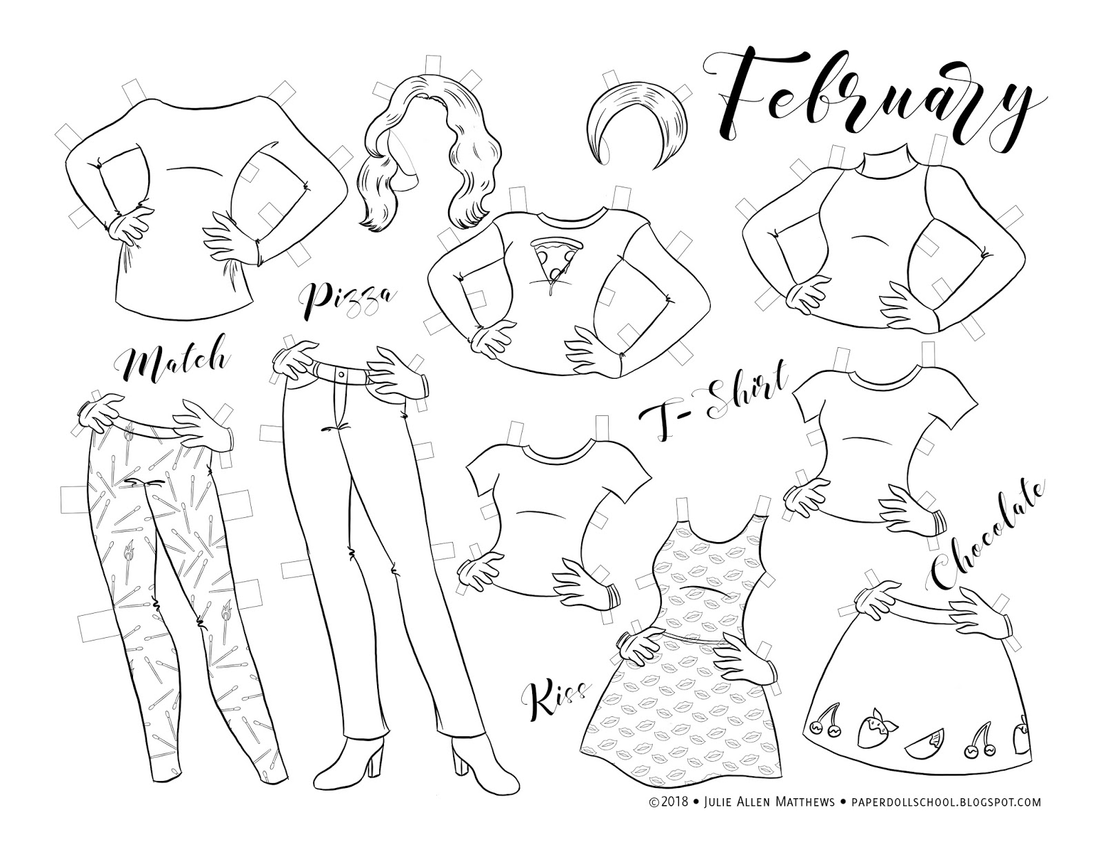 Paper Doll School: February Paper Doll - Set 3