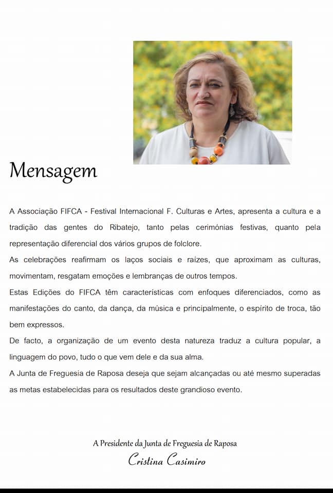 Mensagem Oficial da Exma Senhora Presidente de Junta da Freguesia da ...