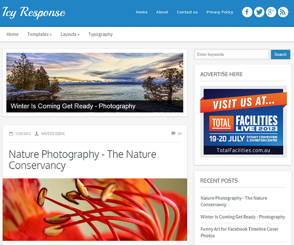 Icy Responsive clean and elegant blogger template - blogspo tblog templates