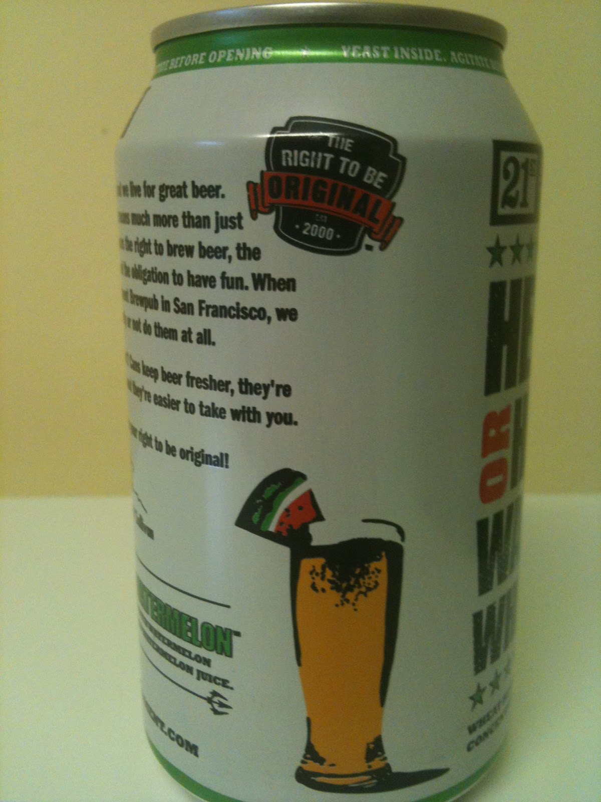 Cervejas Americanas: 21st Amendment - Hell or High Watermelon Wheat Beer