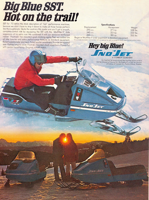 CLASSIC SNOWMOBILES OF THE PAST: 1973 SNO-JET SNOWMOBILE ADVERTISEMENT