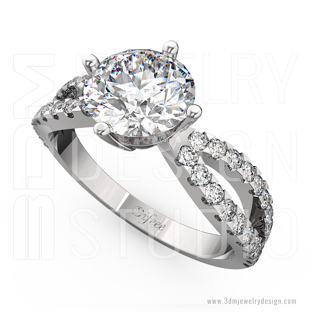 Solitaire diamond engagement ring 3D design realistic render by 3DM ...