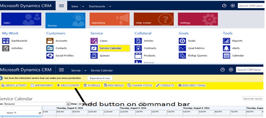 Microsoft Dynamics CRM Blogs: Dynamics CRM : button add in service calander