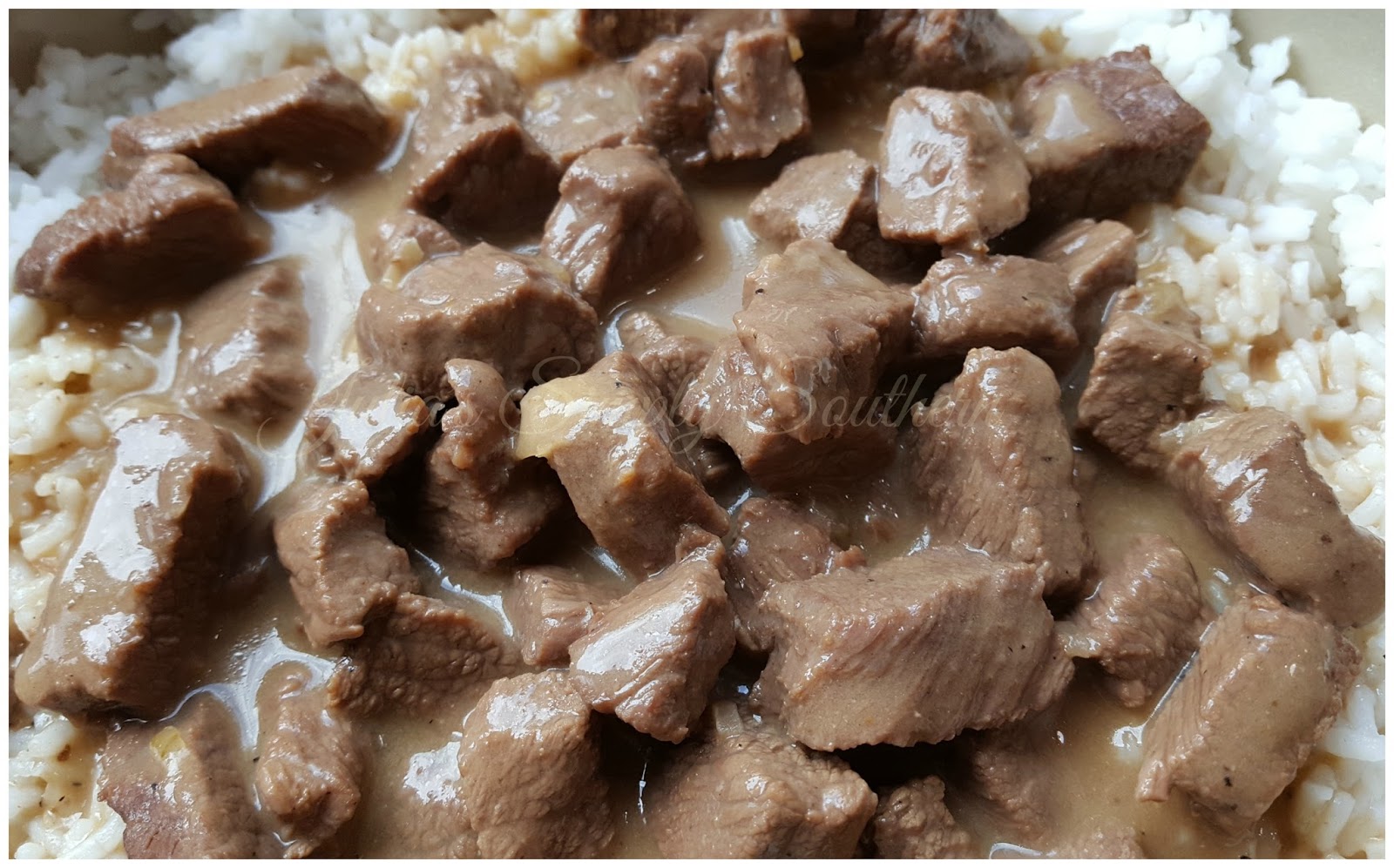 Stewed Beef Tips and Rice - Julias Simply Southern