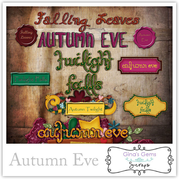 Gina's Gems Scraps: New Kit in Store - Autumn Eve