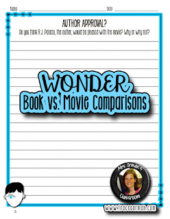 Mrs. Orman's Classroom: Wonder Movie Compare/Contrast Activities