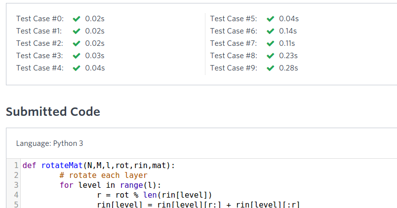 Matrix Rotation Hackerrank Solution