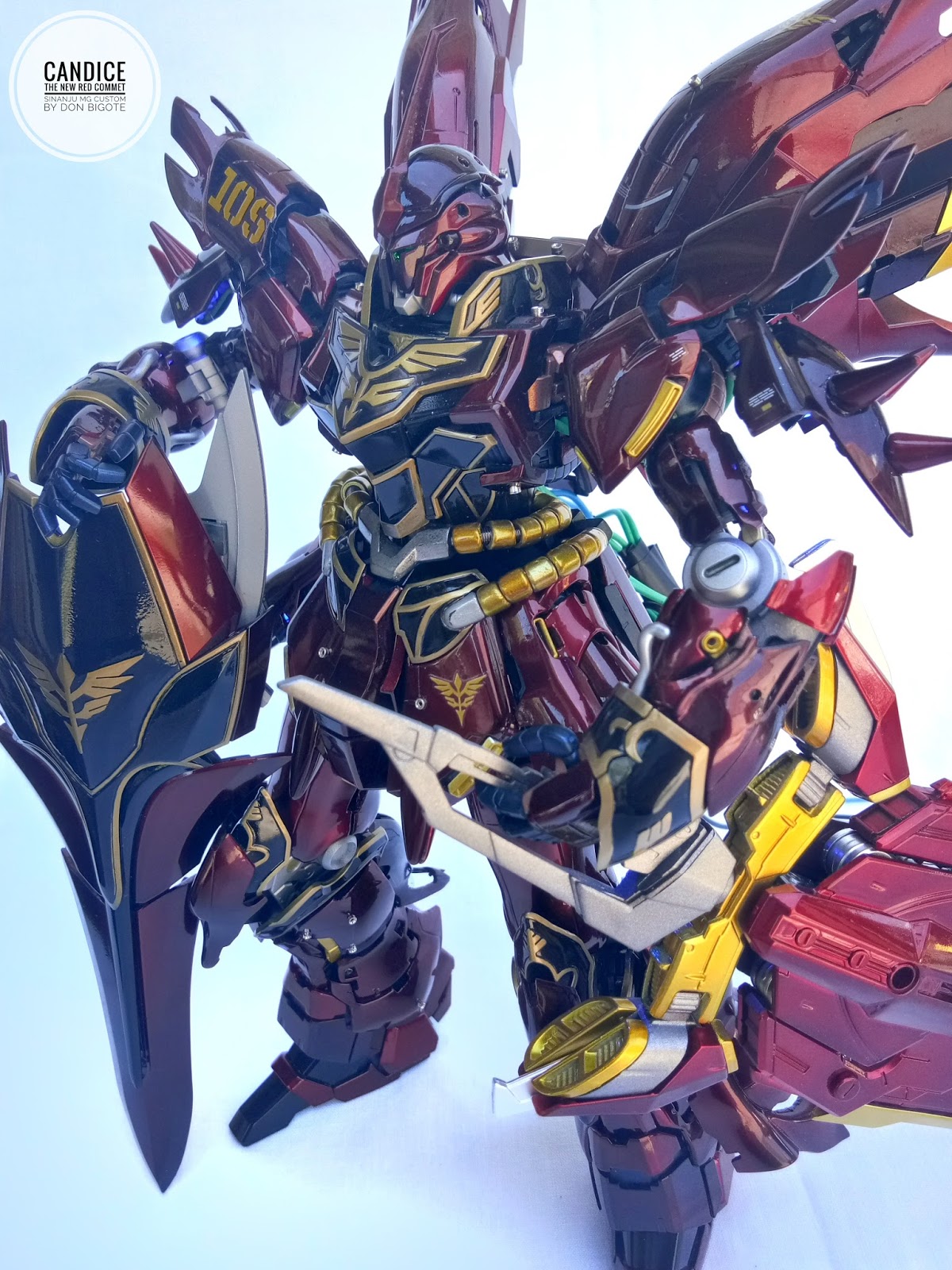 Custom Build: MG 1/100 MSN-06S Sinanju [Candice the New Red Comet]