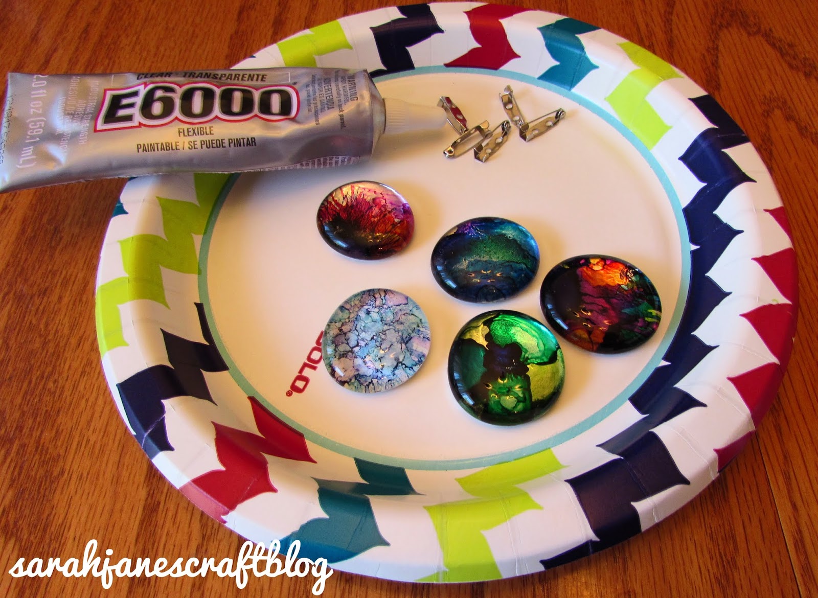 Alcohol Ink Glass Gem Pins