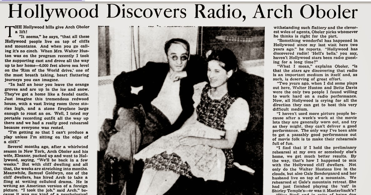 THE Hollywood hills give Arch Oboler a lift!