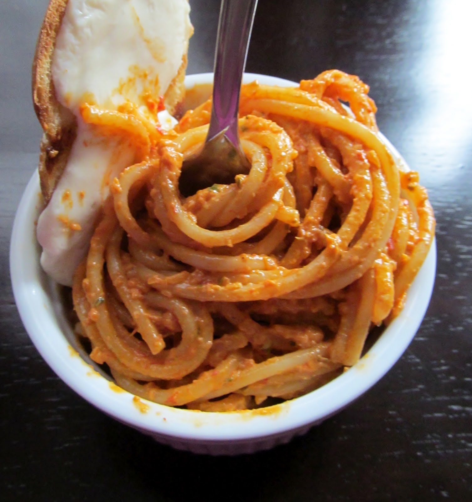 Lovely On The Inside: Spaghetti with a Creamy Roasted Red Pepper Sauce