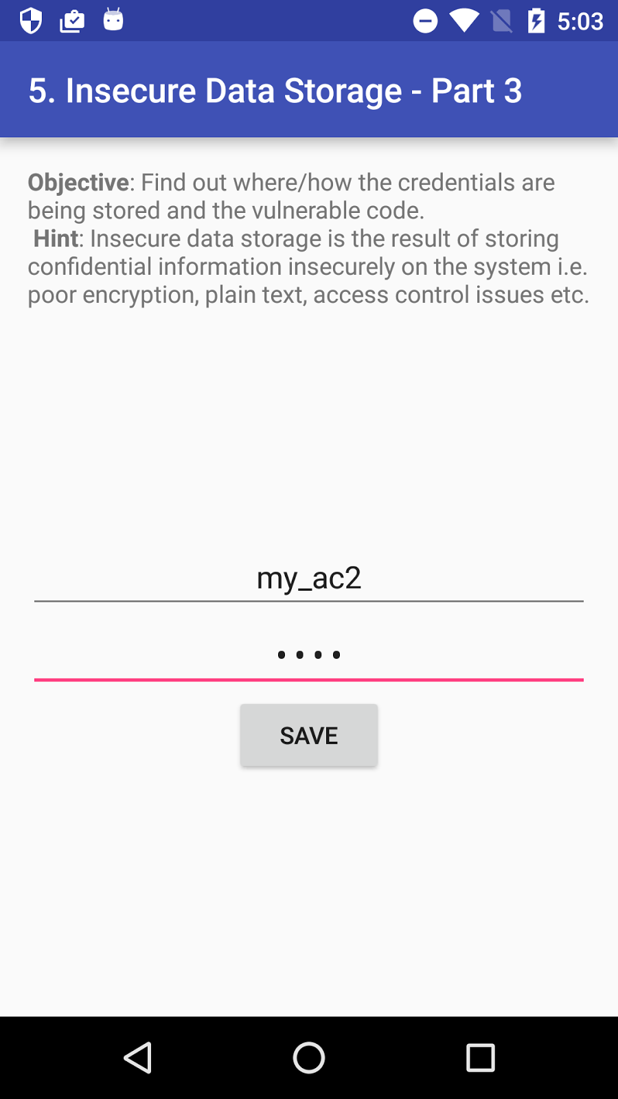 The Deadline: DIVA Android - 5.Insecure Data Storage – Part 3