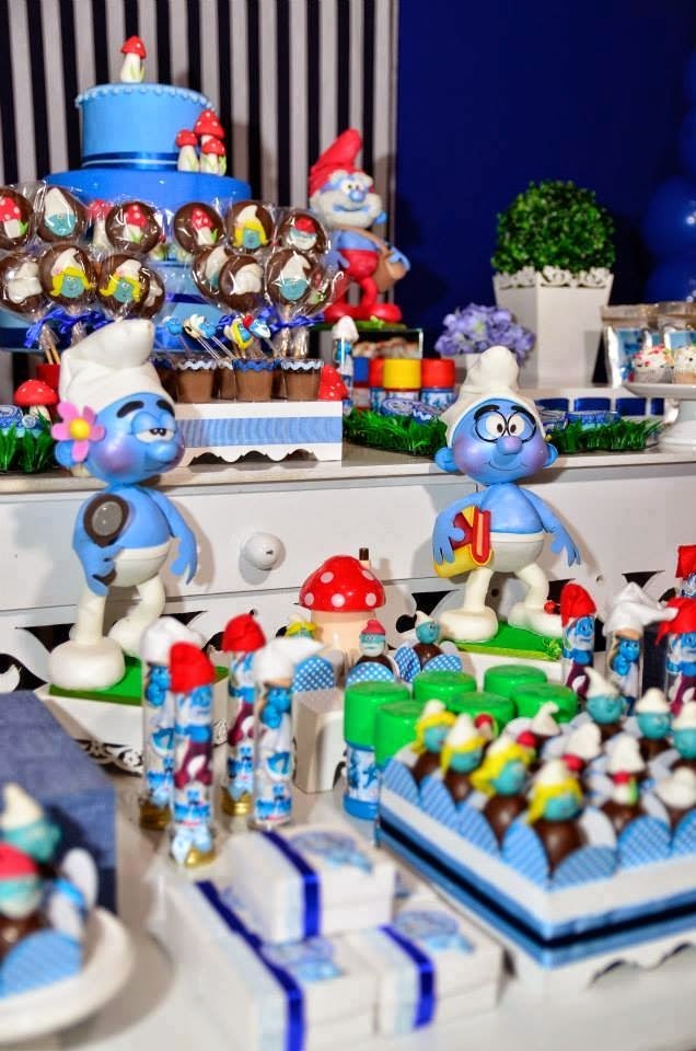 Cacá Arteira: Festa Personalizada - Tema Smurfs