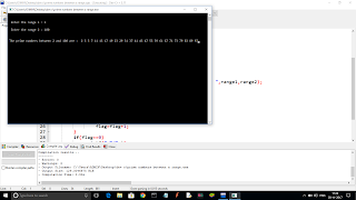 C-program to find Prime numbers between a range