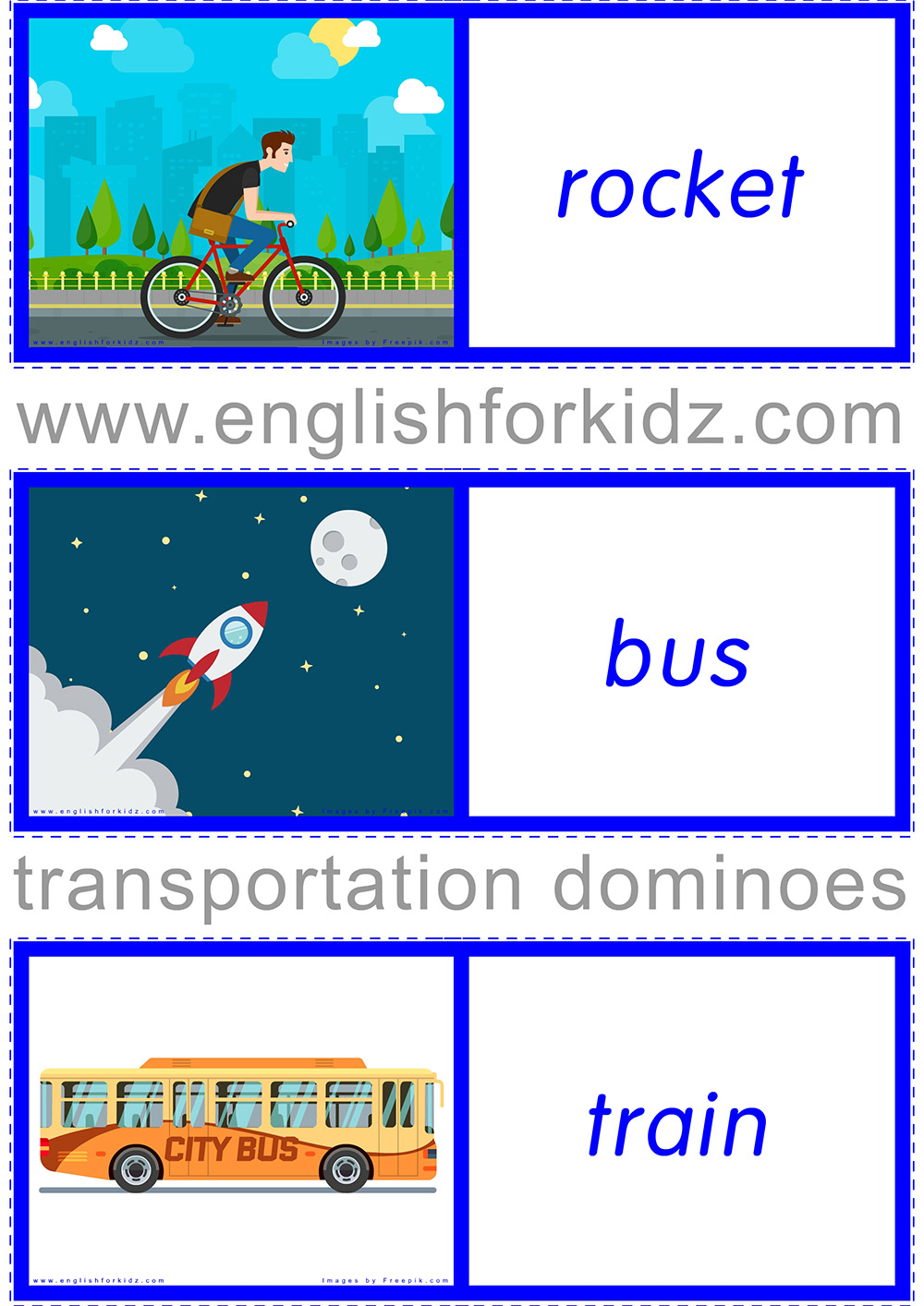 Printable Transportation Dominoes