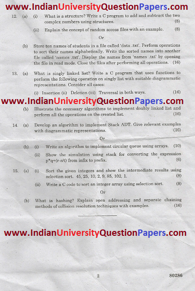 CS6202 Programming and Data Structures-I Nov Dec 2016 Question Paper - University Question Papers