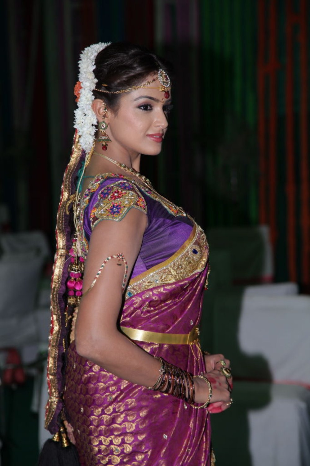 Asmitha Saree Photos At Aadu Magaadra Bujji Logo Launch - Telugu Cinema ...