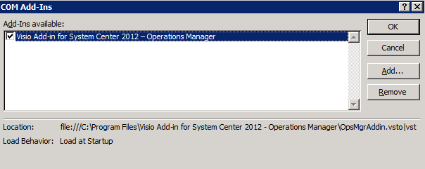 Kevin Greene IT Blog: SCOM 2012 - Visio Integration Add-In Not Loading