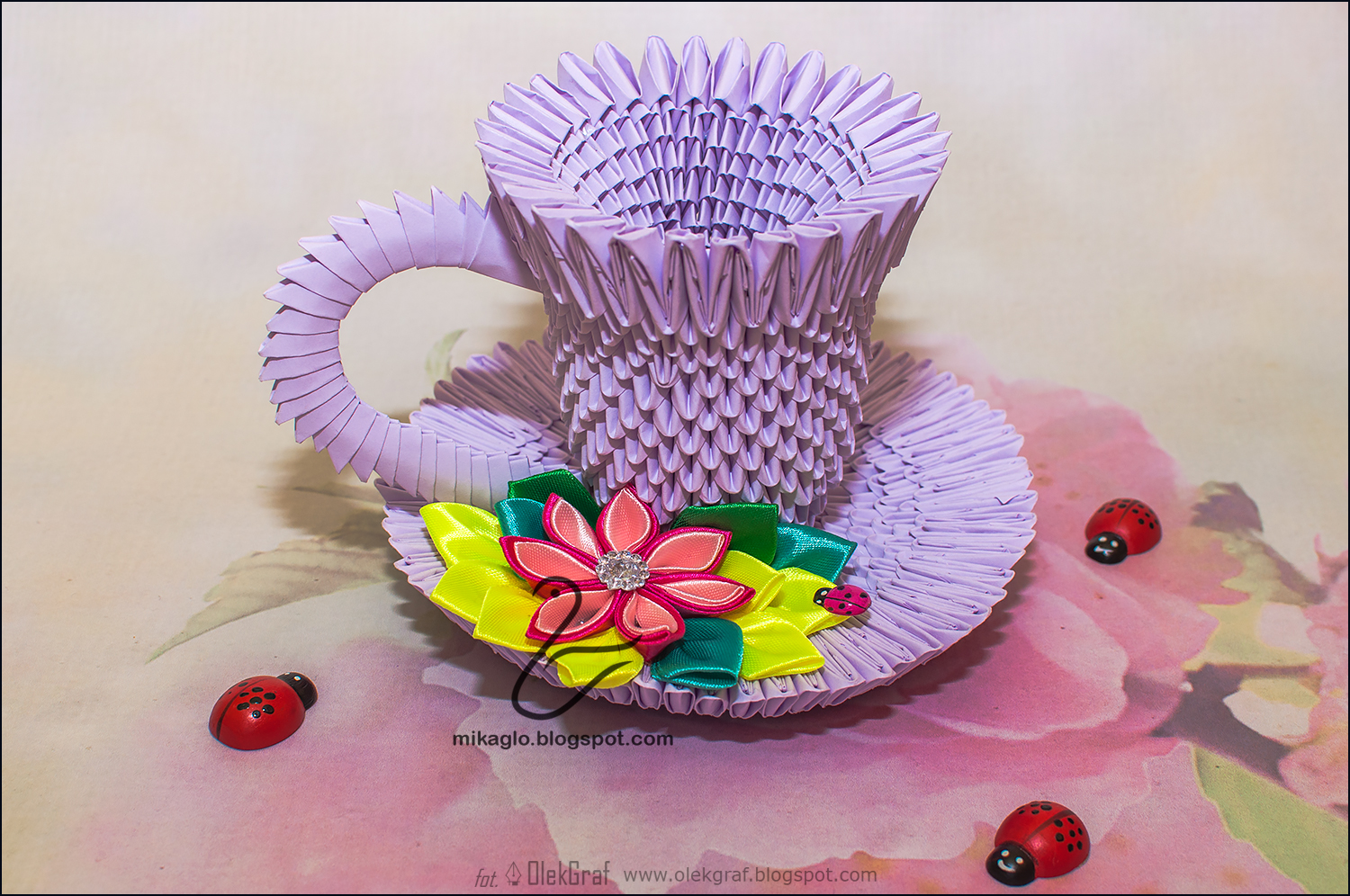 Origami 3d - mikaglo: 655. Filiżanka z origami / 3d origami tea cup