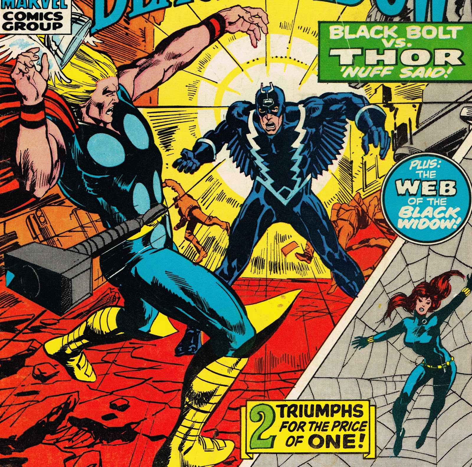 Cap'n's Comics: Black Bolt VS Thor by Neal Adams