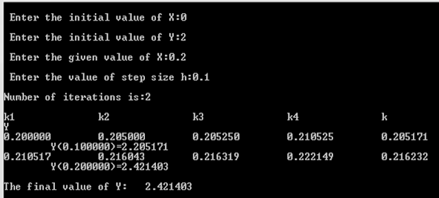 Runge Kutta Method implementation in c