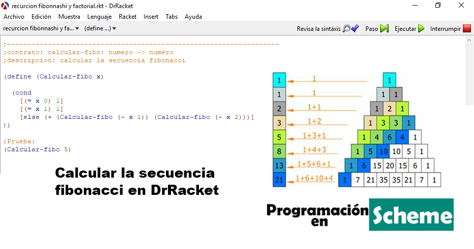 Calcular la secuencia fibonacci en DrRacket