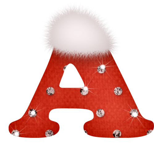 Alfabeto Navideño Rojo con Pelusa y Diamantes. - Oh my Alfabetos!