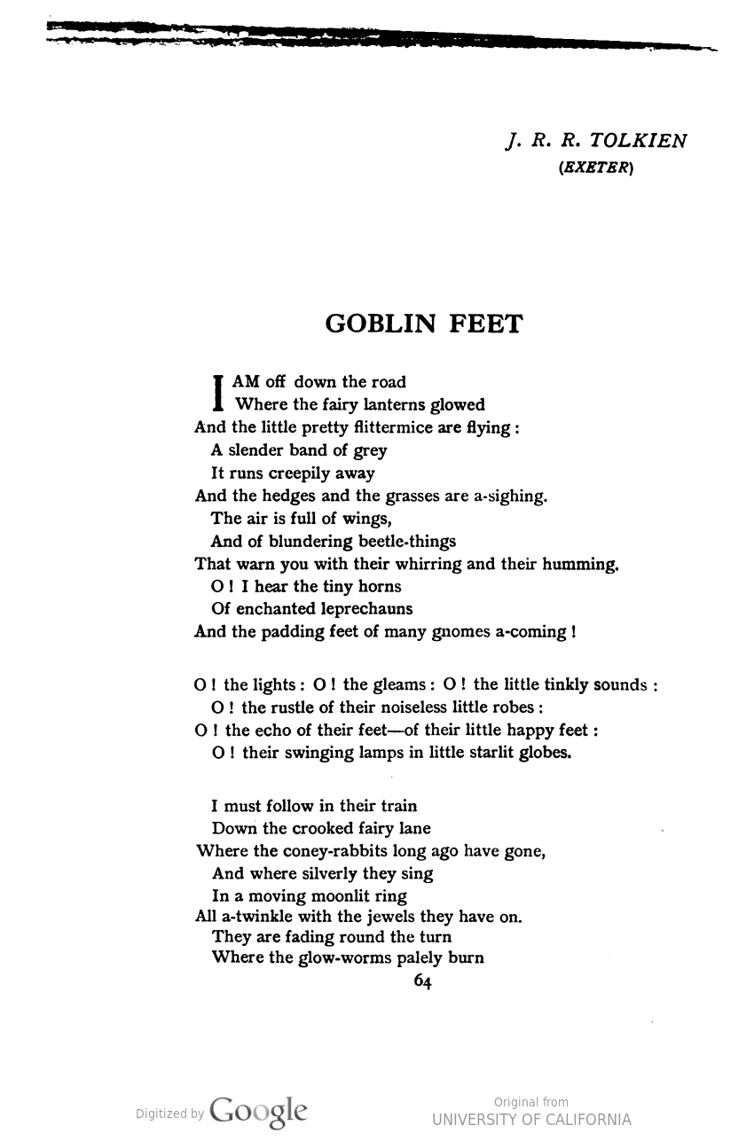 TOLKNIĘTY: J. R. R. Tolkien, Goblin Feet (1915)