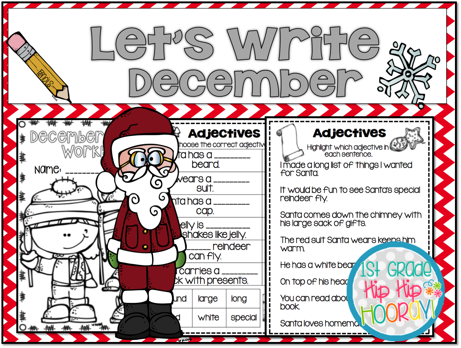1st Grade Hip Hip Hooray!: Let's Write December