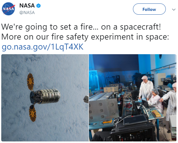 Earth and Space News: NASA’s First Spacecraft Fire Experiment Saffire ...