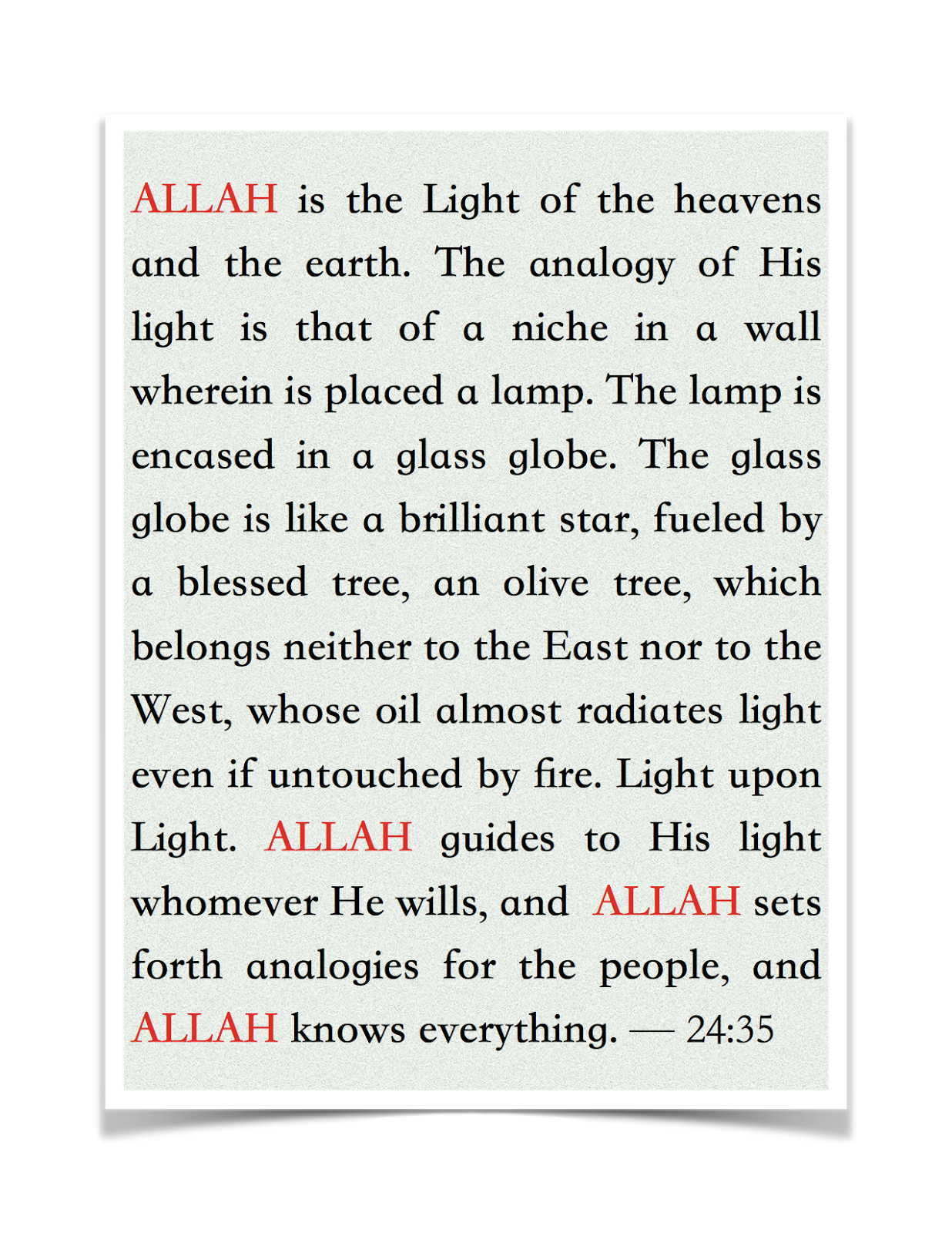 Read Holy Qur'an: ALLAH is The Light of the Heavens and the Earth