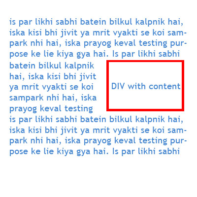 jaydhar: How to wrap text around a div in all three sides of a div?