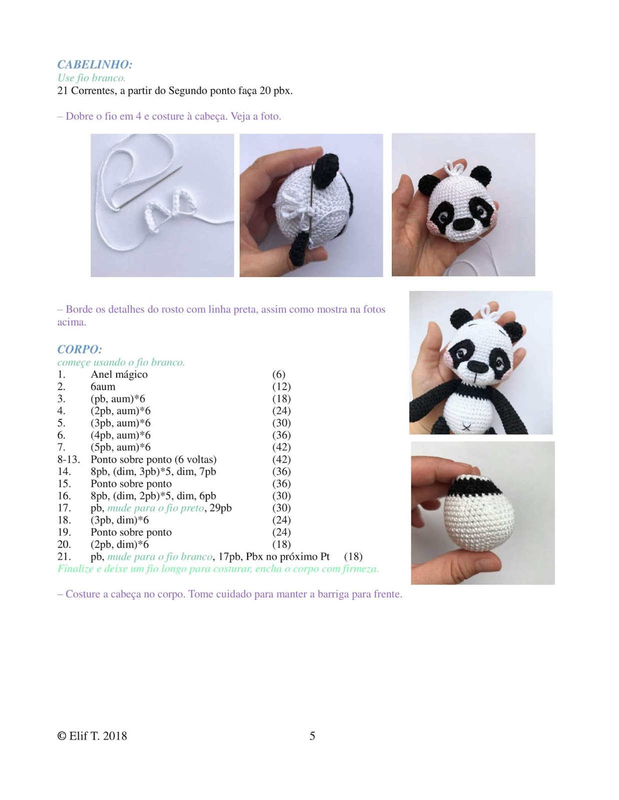 Como fazer panda em crochê passo a passo amigurumi com receita