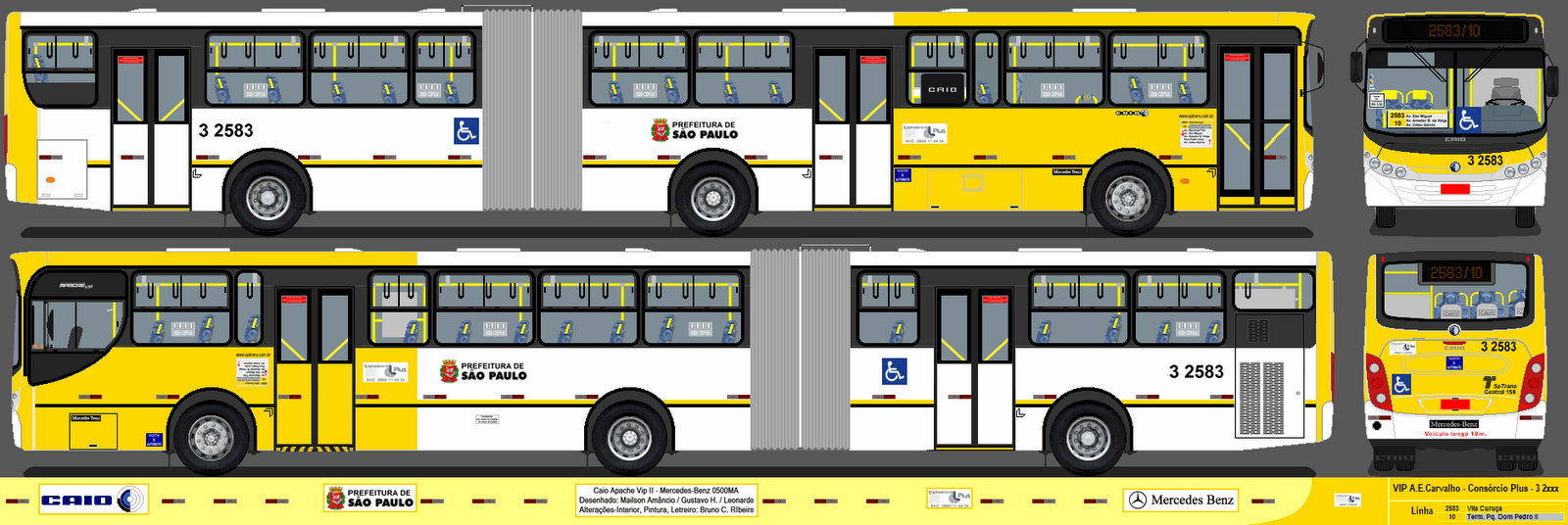 SPBus Desenhos: Caio Apache Vip II Articulado - Mercedes-Benz 0500MA