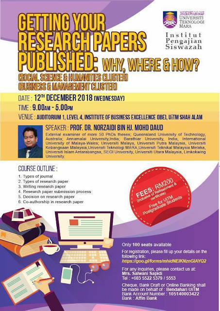 POSTGRADUATE PROGRAMME: GETTING YOUR RESEARCH PAPERS PUBLISHED