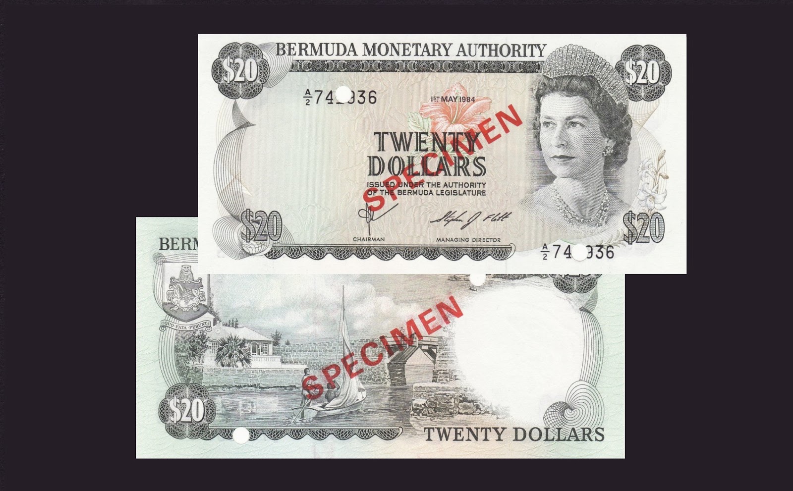 COLLECTORBOX - World banknotes and coins: Bermuda 1978-1984 SPECIMEN ...