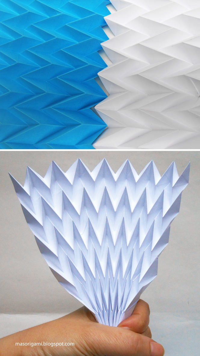 mas origami: Teselado de origami celeste y blanco