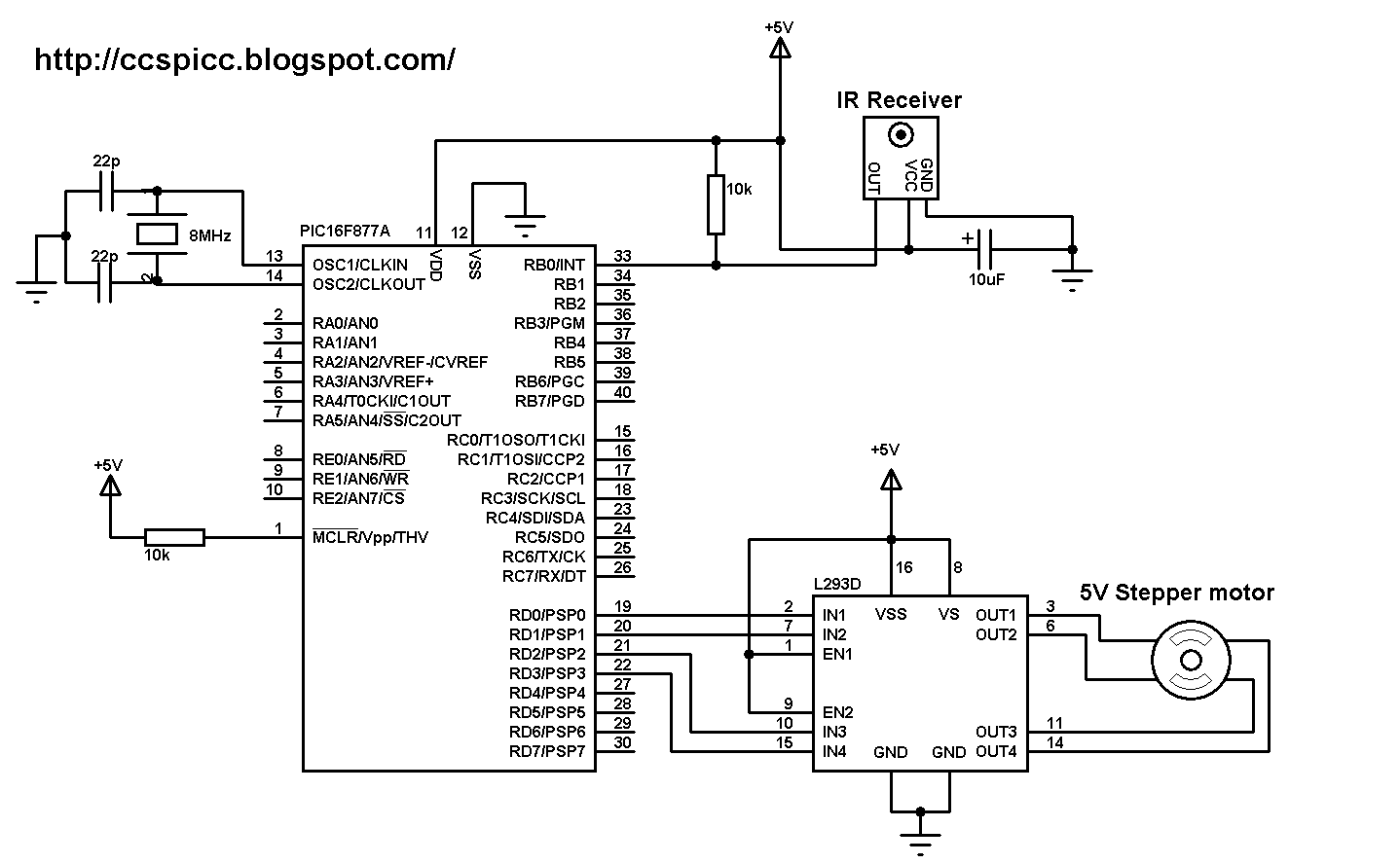 Remote Controlled Bipolar Stepper Motor Using Pic16f877a
