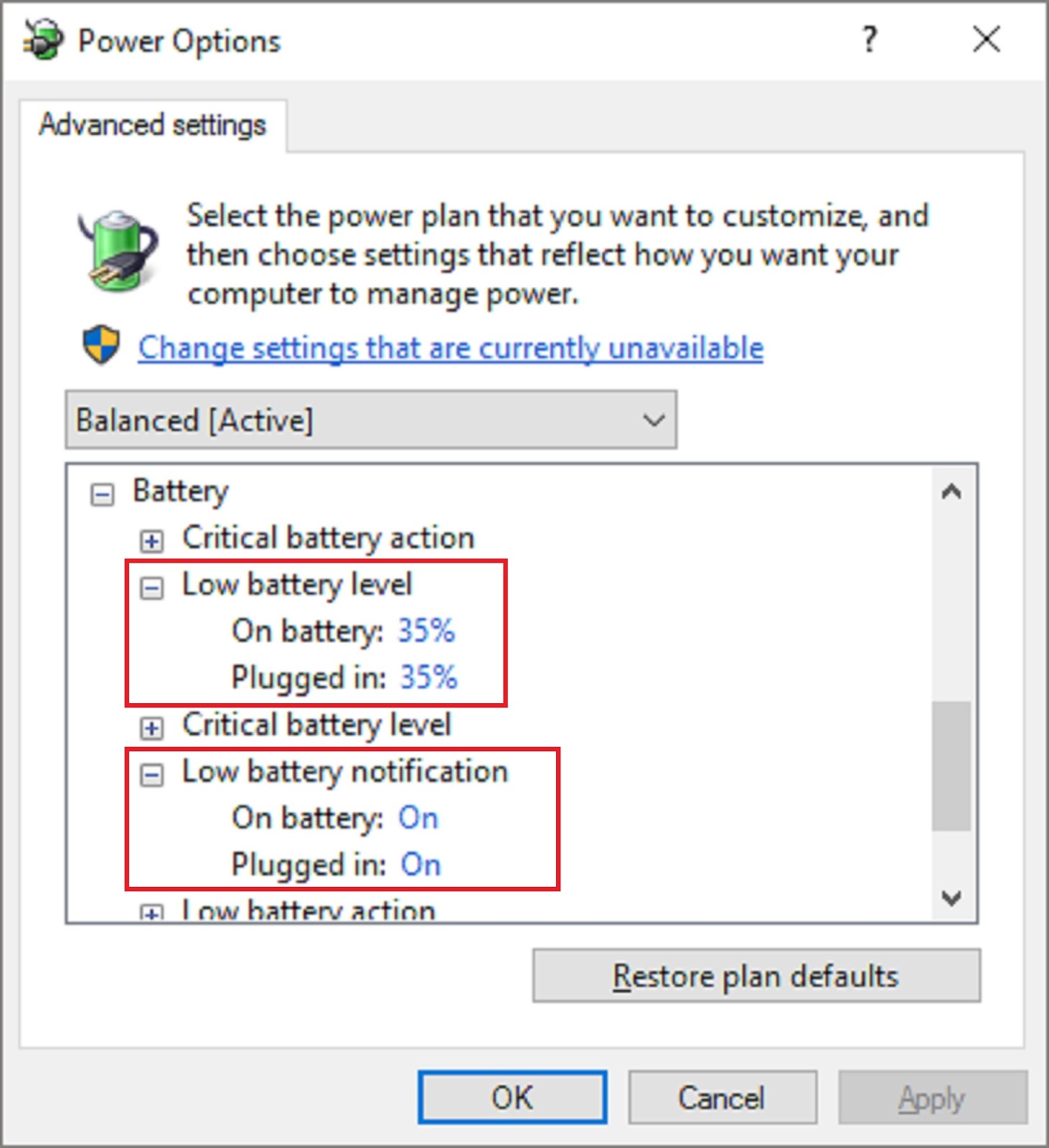 Cara Menampilkan Low Battery Notification di Laptop Windows 10
