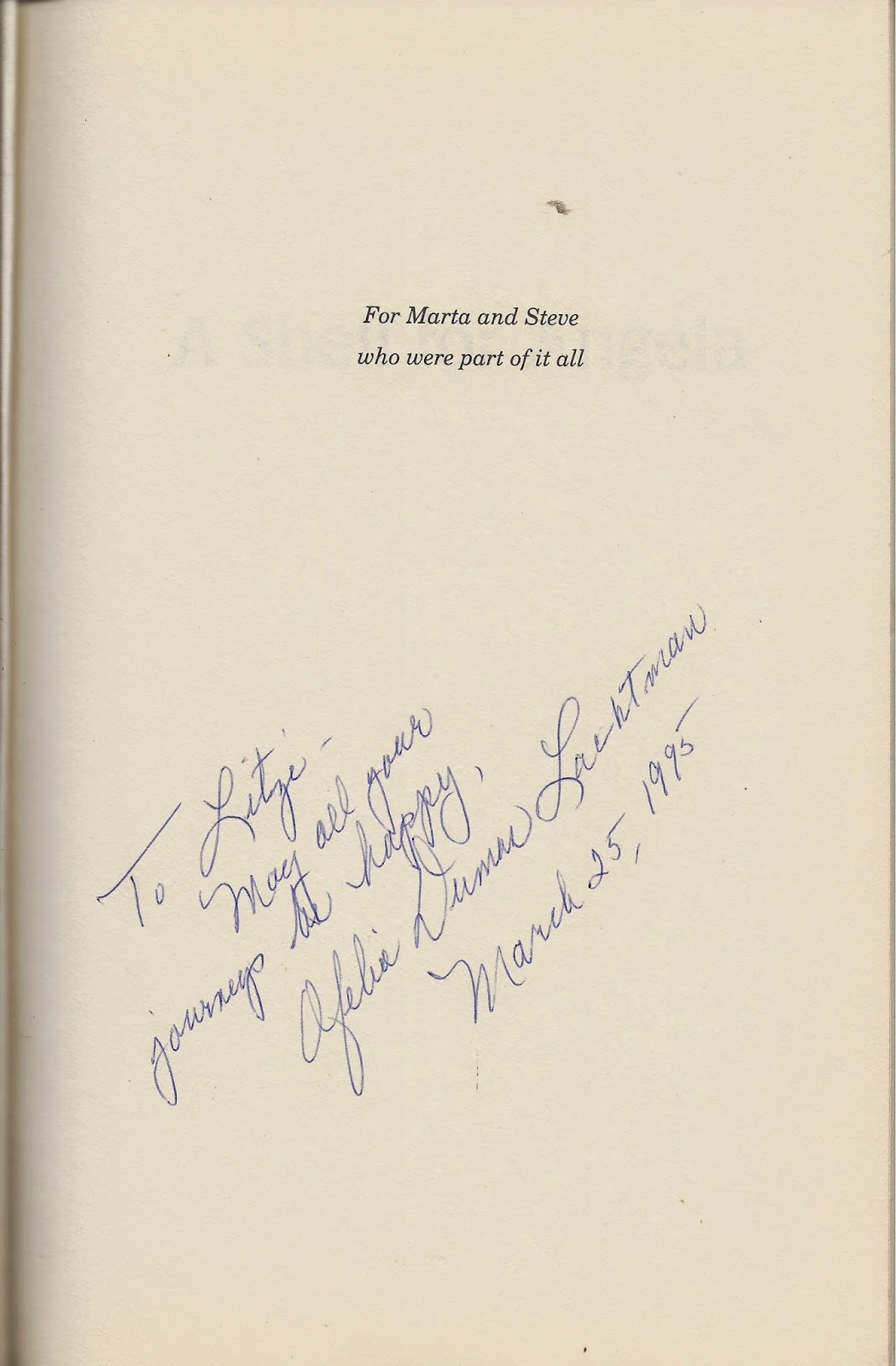 Ofelia Dumas Lachtman's autograph ( A Shell for Angela )