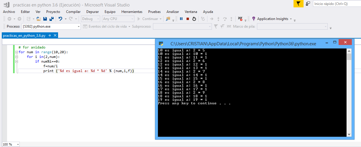 Ciclo o bucle for in en python 3.8.2 con visual estudio 2019 ~ Articulos de programacion en ...