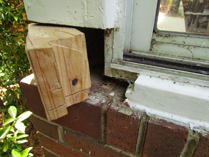 Rotted Exterior Wood Post Repair Completion Crawls Backward (When Alarmed)