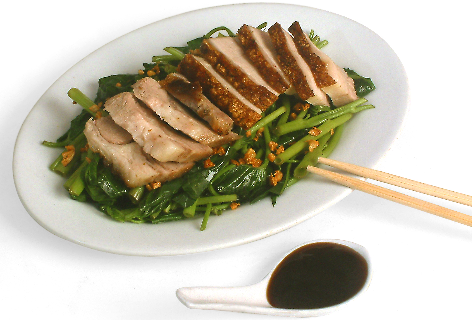 I AM A FOODIE: Macao Crispy Pork on Watercress (Litson Kangkong)