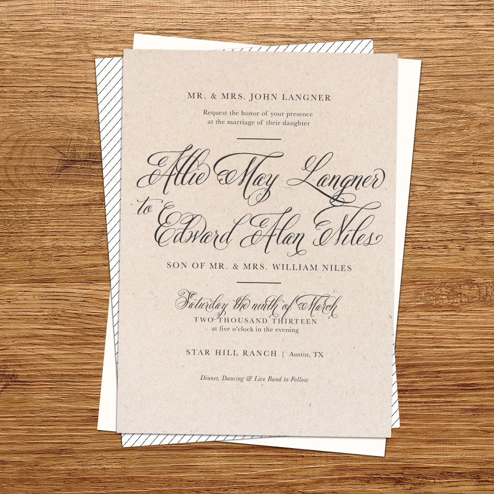 Kxo Design: RUSTIC KRAFT PAPER WEDDING INVITATION