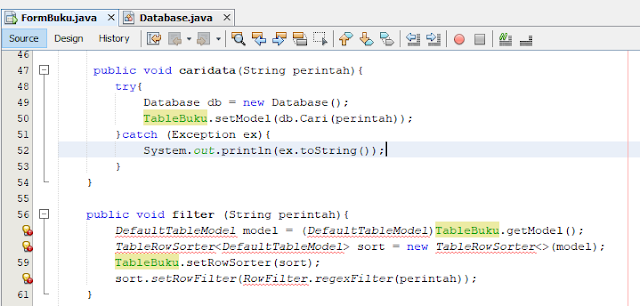 Koneksi Database Mysql dan CRUD Java NetBeans : Koding Cari dan Tampil Record Java Netbeans